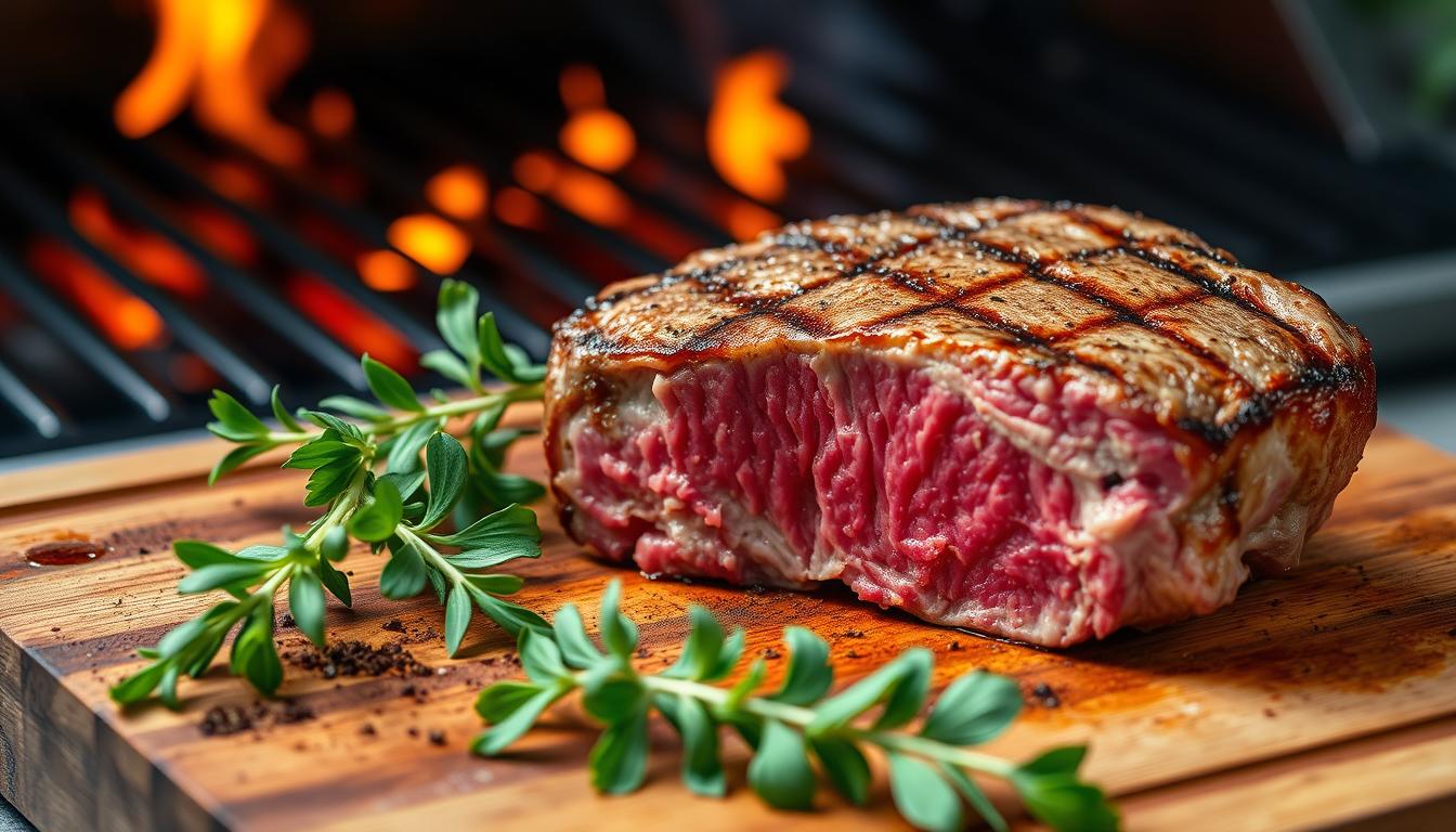 Elegantes Rumpsteak Grillen Gasgrill Bild